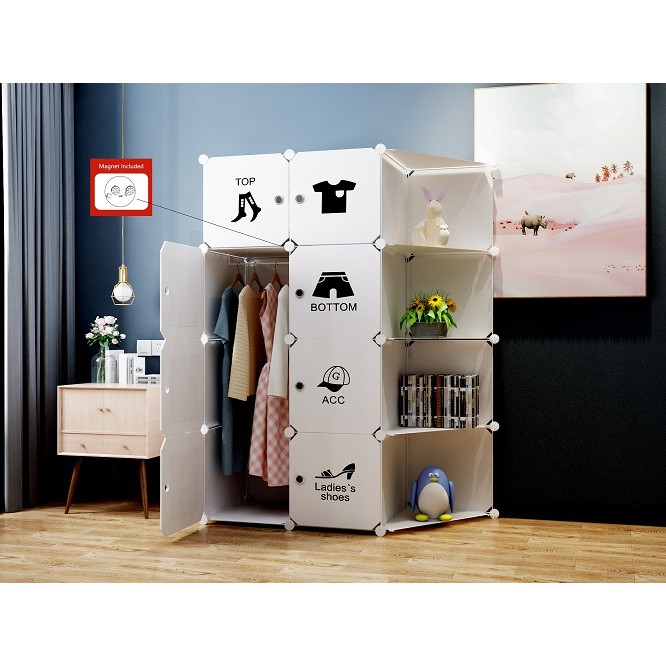 Lemari Plastik Pakaian Portable DIY / Wardrobe / Rak Baju Lucu 8 Pintu ...