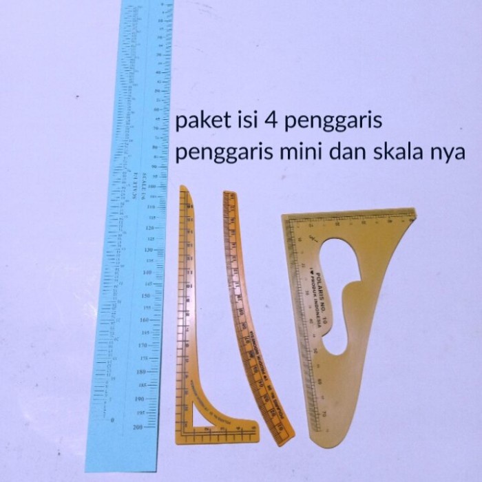 Jual paket penggaris pola mini (kecil) dan skala isi 4 jenis sesuai ...