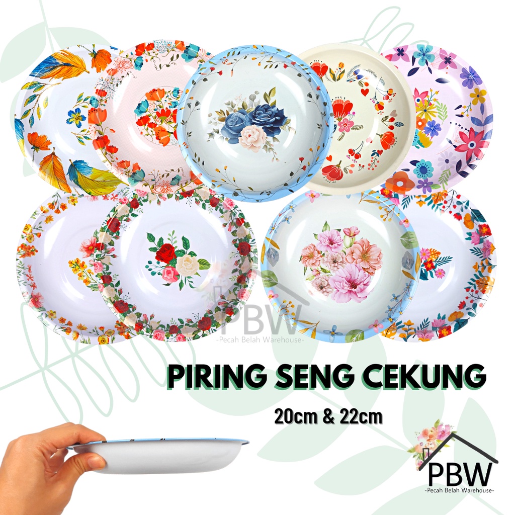 Jual Piring Seng Cekung 20cm 22cm / Piring Seng Motif / Piring Jadul ...