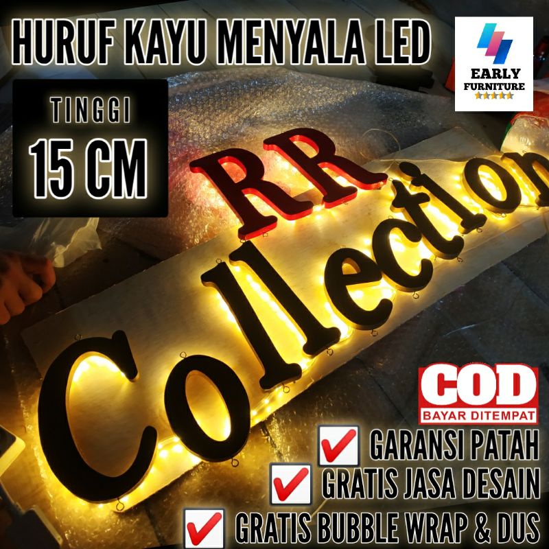 Jual HURUF TIMBUL MENYALA TINGGI 15CM / HURUF TIMBUL MURAH / HURUF KAYU ...
