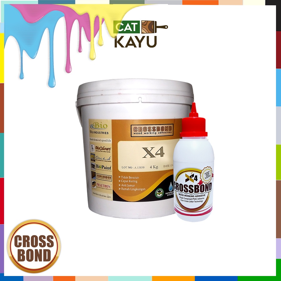 Jual Lem Kayu Kuning Crossbond X4 Galon 4kg Perekat Kayu Kualitas ...