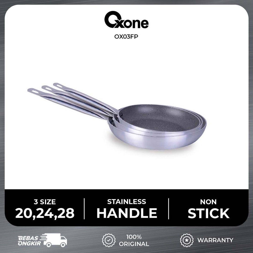 Jual Oxone OX03FP Panci Pan Stainless 3pcs Frying Pan Anti Lengket ...