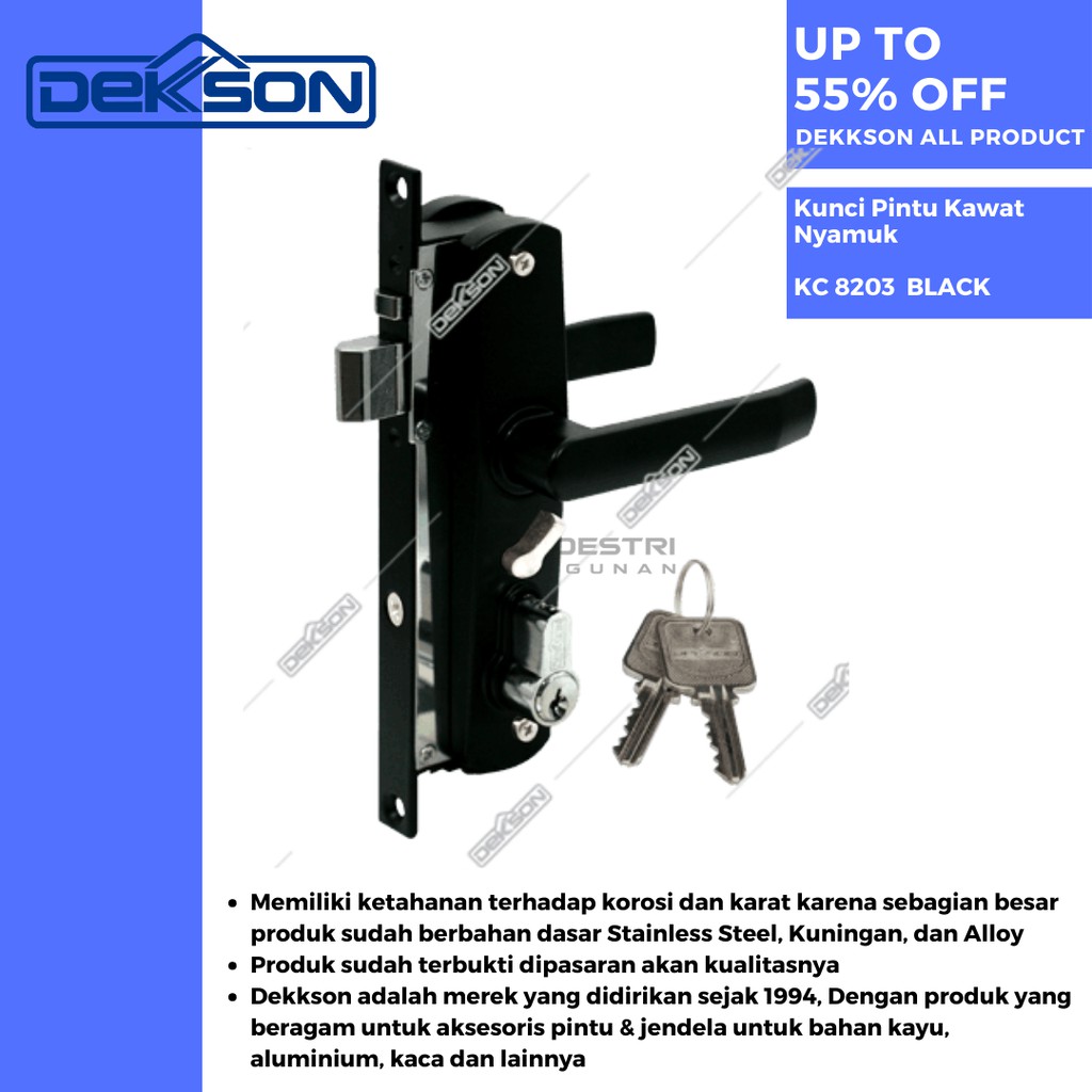 Jual Kunci Expanda Dekkson KC 8203 BK / Kunci Pintu Kawat Nyamuk Dekkson - Hitam | Shopee Indonesia