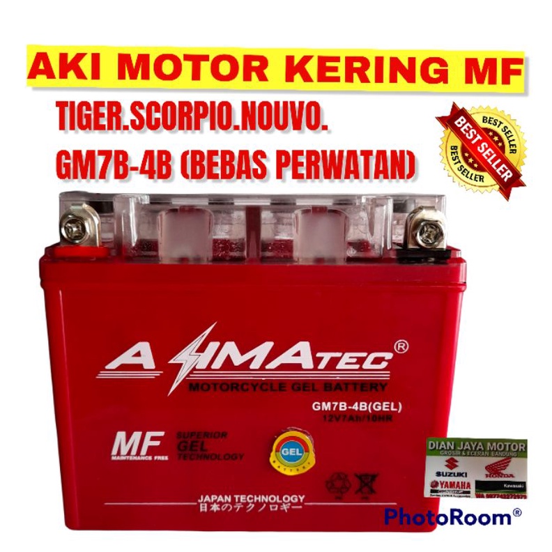 Jual AKI MOTOR TIGER.SCORPIO. NOUVO KERING MF GM7B-4B ACCU MF 12V7AH-10HR ASIMATEC AZIMATEC DIAN ...