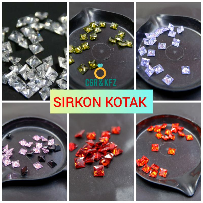 Jual Sirkon Kotak Per 1 Gram Permata Sirkon Persegi AAA Square Cut | Shopee Indonesia