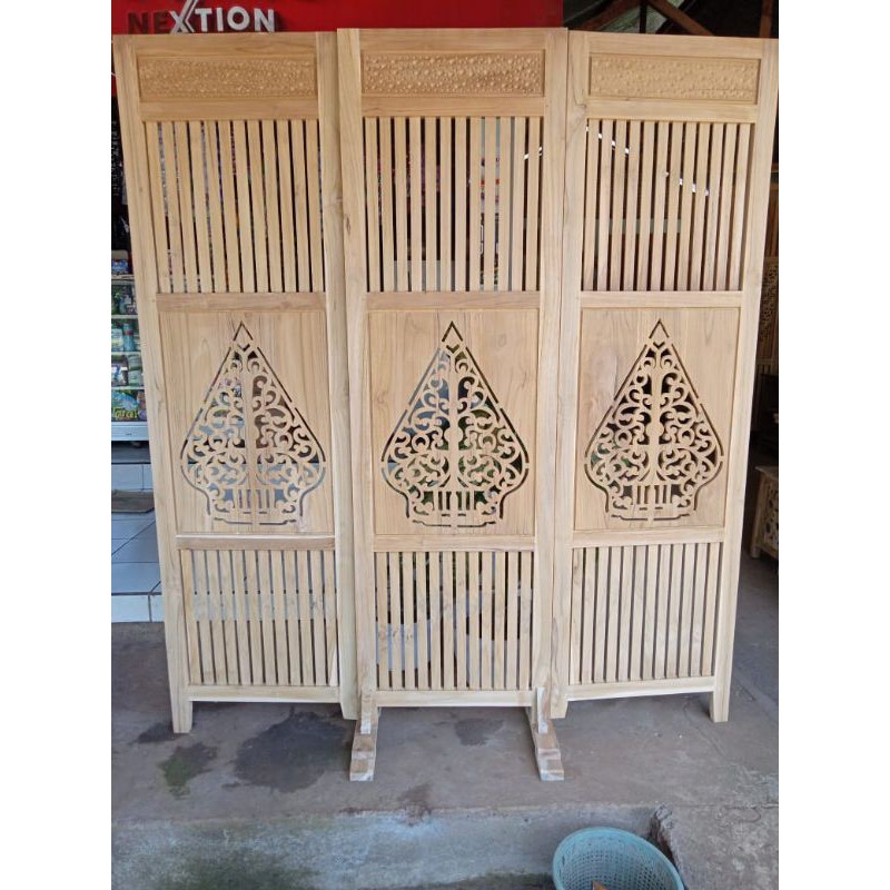 Jual sketsel partisi penyekat ruangan kayu jati | Shopee Indonesia