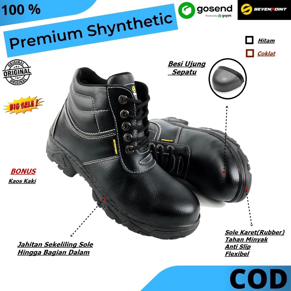 Jual Sepatu Safety Boot Original Sevenpoint Septi Pria Ujung Besi Sefty ...