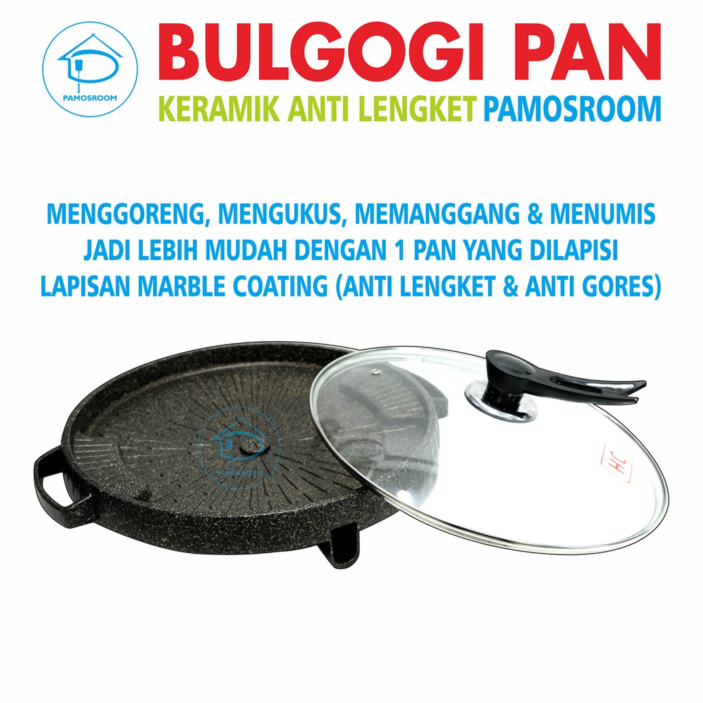Jual Pamos Bulgogi Pan 32cm Grill Panci Korean Bbq Pemanggang Beef Bbq ...