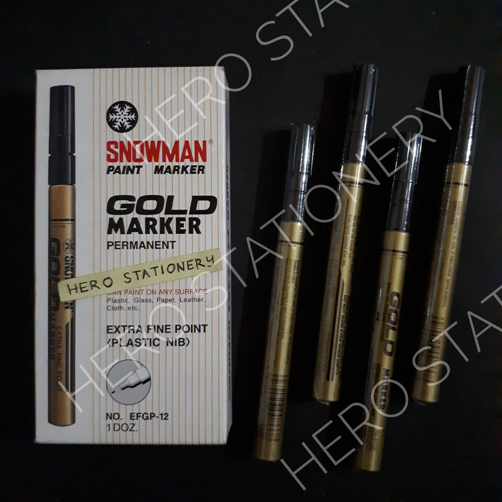 Spidol permanen paint gold marker snowman extra fine point tinta emas ...