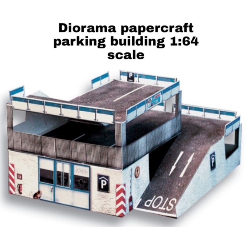 Jual diorama papercraft parkirng building 1/64 scale for hot wheels ...