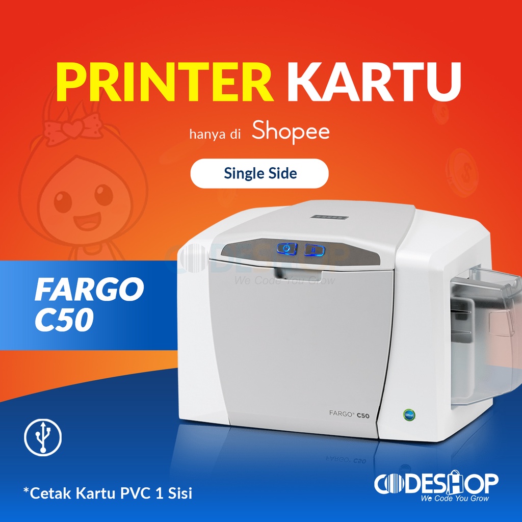 Jual ID Card Printer Fargo C50 Cetak Kartu Identitas Member | Shopee ...