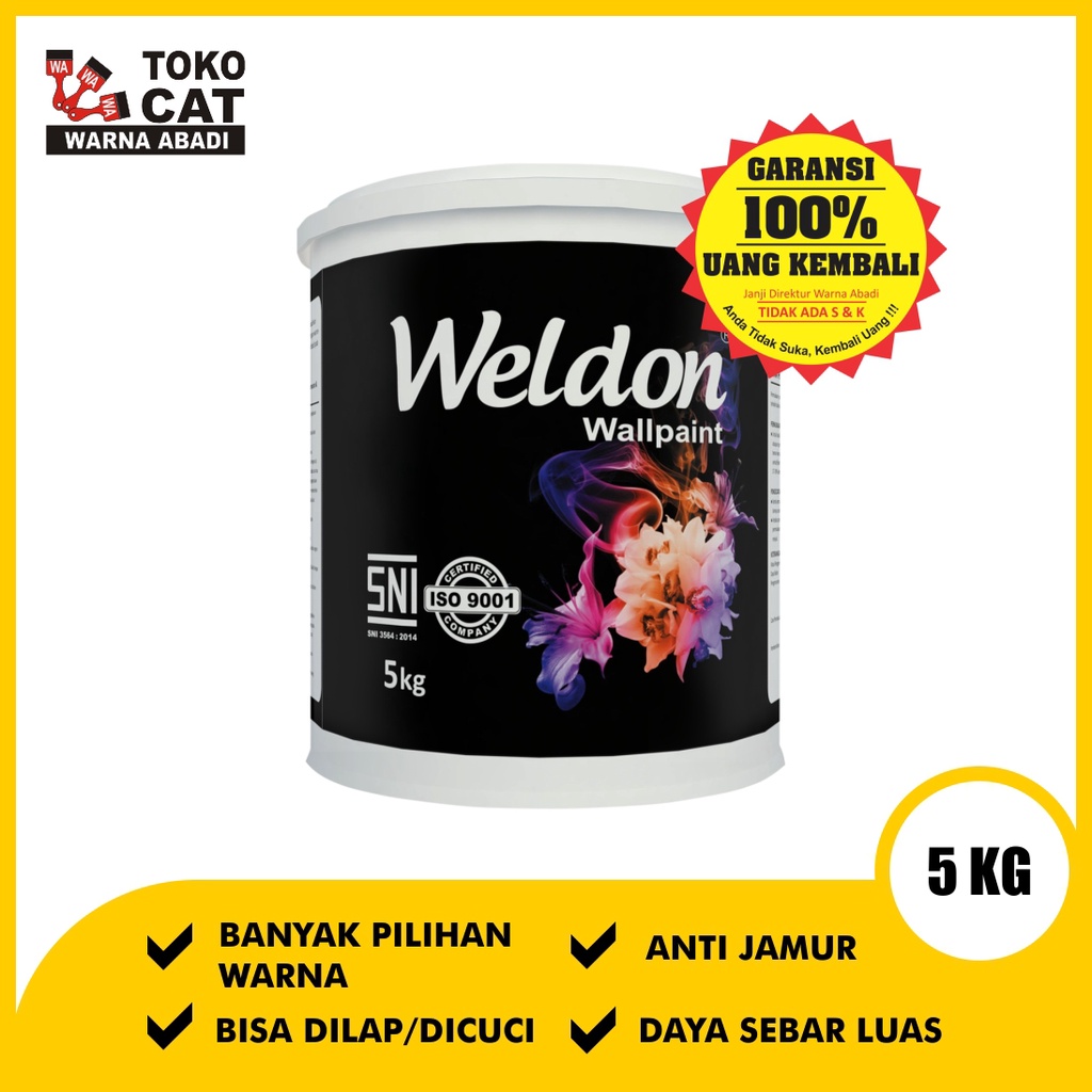 Jual CAT TEMBOK WELDON INTERIOR 5 KG SERI WARNA 1 | Shopee Indonesia
