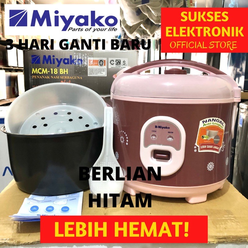 Jual RICE COOKER MIYAKO BERLIAN HITAM 1,8 LITER / MAGICOM MEJIKOM ...