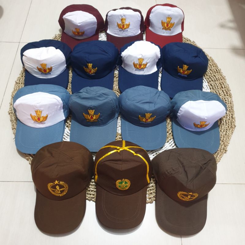 Jual (GROSIR) Topi sekolah SD, SMP, SMA, PRAMUKA, Bordir Logo 1kodi ...