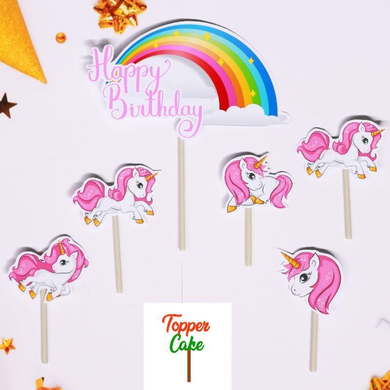 Jual Topper Cake Kuda Poni dan Pelangi / Hiasan Kue Ulang Tahun ...