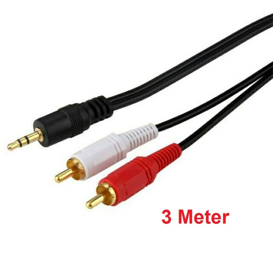Jual KABEL AUX AUDIO 3.5MM TO DUAL RCA 2 IN 1 GOLD 3 METER Indonesia ...