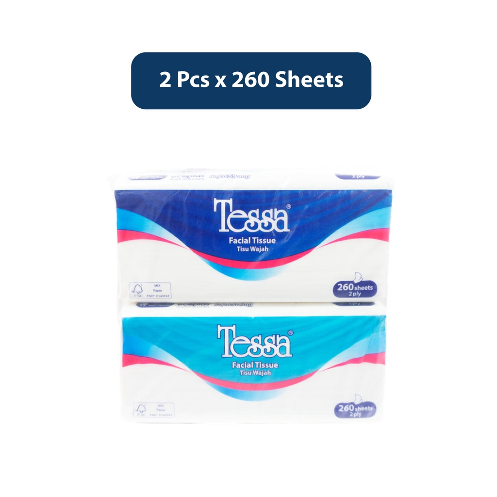 Jual Tessa Facial Tissue Isi (260 sheets x 2 ply) - 2 pcs Indonesia ...