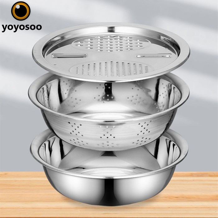 3PCs/set Stainless steel rice sieve baskom multifungsi-yoyosoo | Shopee ...