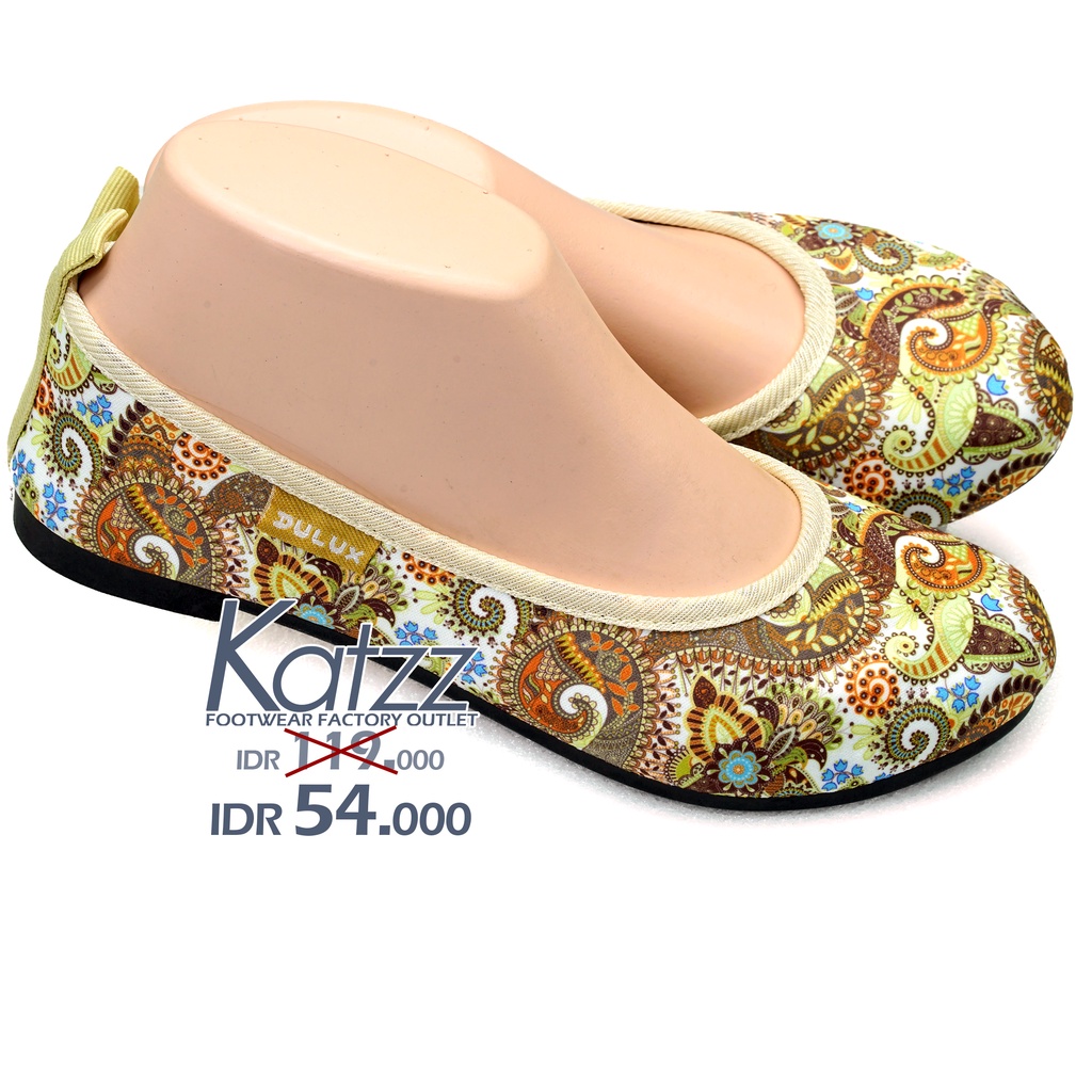 Jual KATZZ - Sepatu Flats Wanita Cewe Motif Batik Terbaru Aksen Krem ...