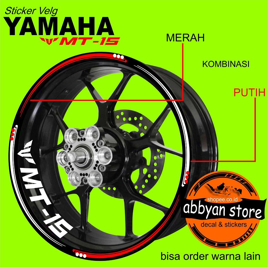 Jual Stiker Velg Sticker Motor Decal Yamaha MT 15 MT-15 bisa custom ...