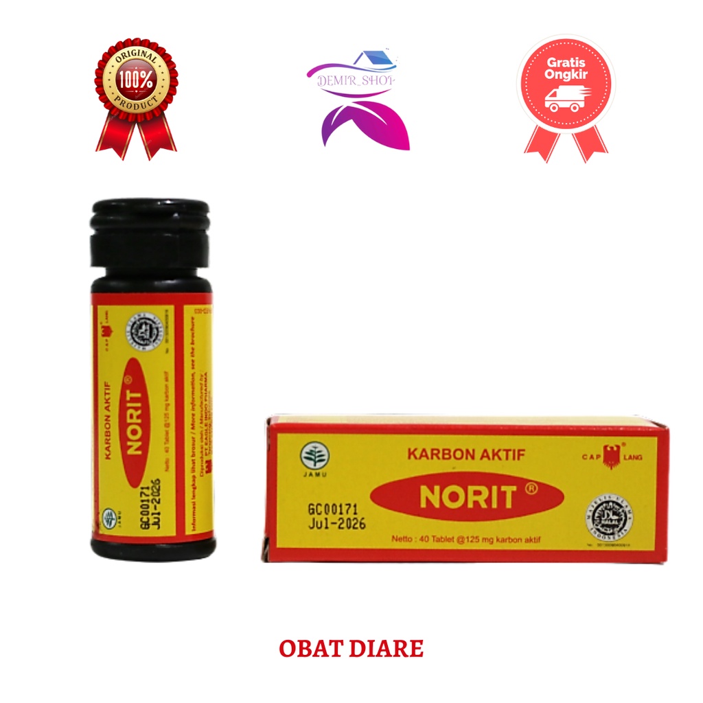 Jual Norit Karbon Aktif Cap Lang Obat Diare 40 Tablet / Gangguan ...