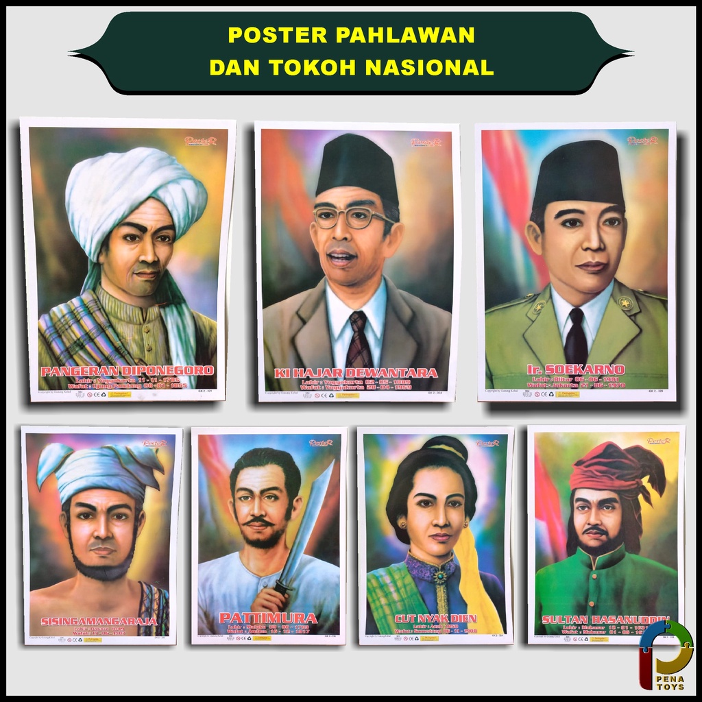 Jual Poster Pahlawan Nasional dan Garuda Pancasila A4 Indonesia|Shopee ...