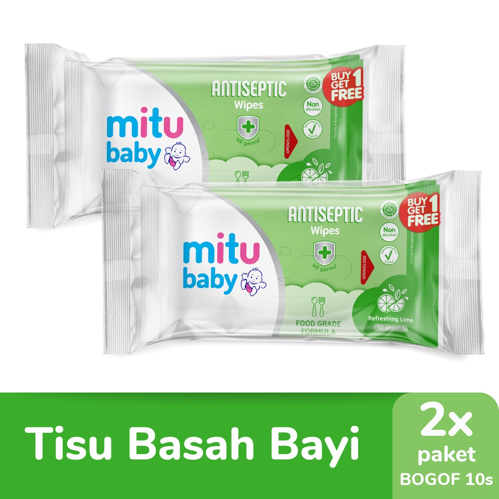 Jual Mitu Baby Antiseptic Wipes Refreshing Lime 10'S Beli 1 Gratis 1 x2 ...