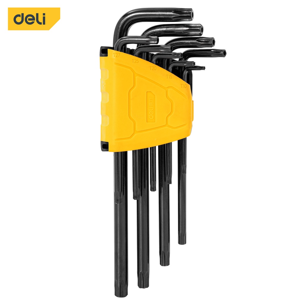 Jual Deli 9pcs Long Torx Hex Key Set with Black FinishSet /Kunci L Set ...