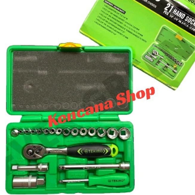 Jual Tekiro kunci sok set - tekiro sock set 1/4" - 3/8" dr 21 pcs 6 pt | Shopee Indonesia