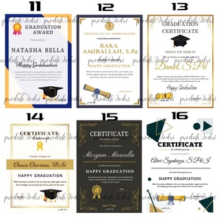 Jual Sertifikat Graduation Costum dan Mendali Custom, Sertifikat Wisuda ...