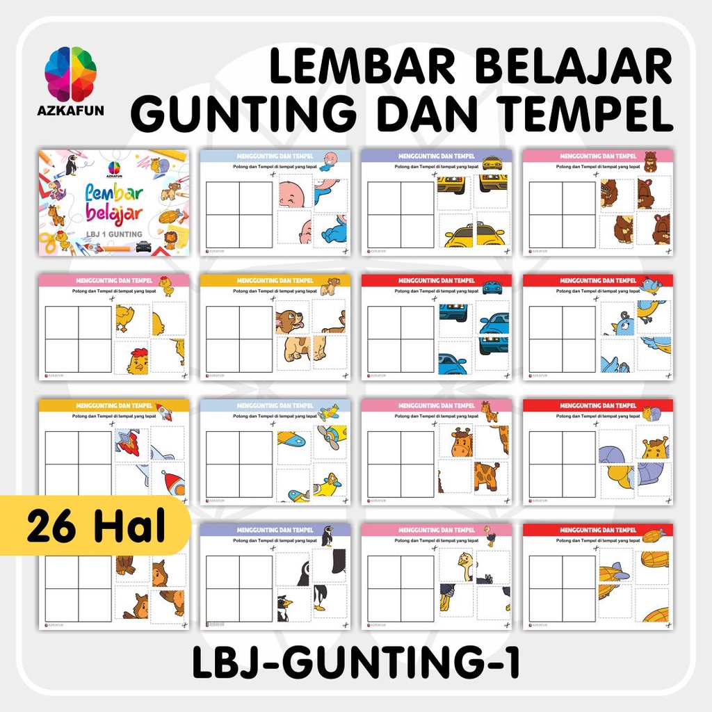 Jual Lembar Belajar Menggunting - Worksheet Anak - Belajar menggunting ...