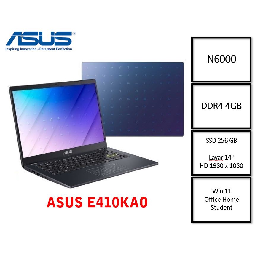 Jual LAPTOP ASUS E410KAO INTEL N6000 - 4GB - 256GB - 14" - WIN 11 - OHS ...