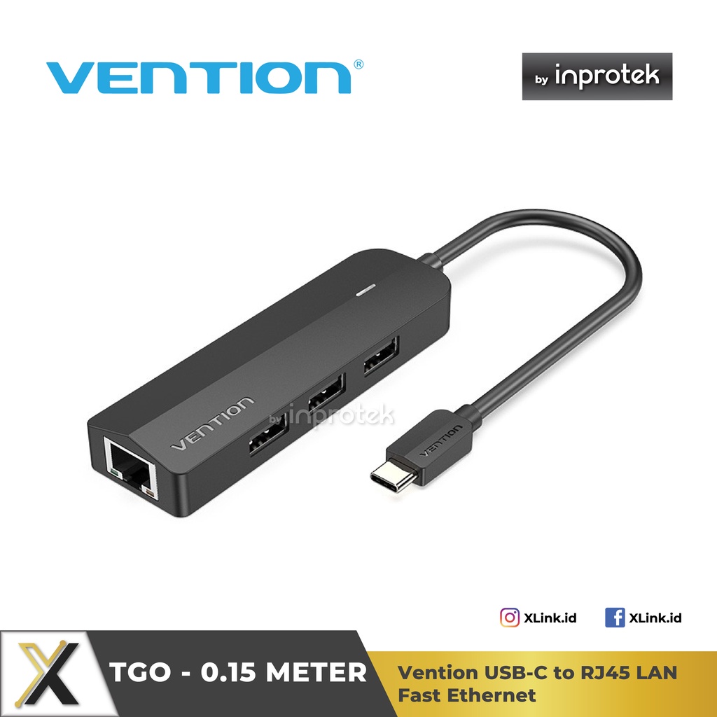 Jual Vention USB-C to LAN RJ45 Hub USB Type C to USB 2.0 Female Fast ...