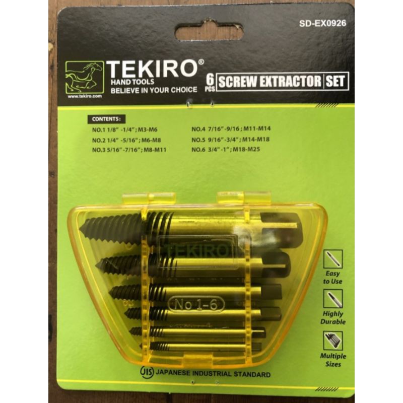 Jual Tekiro Screw Extractor Set 6 Pcs Pembuka Baut Hand Tap Balik SD ...