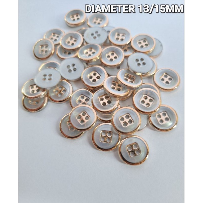 Jual KANCING BAJU TRANSPARAN LIST GOLD KOTAK 13MM/15MM 120 PCS KANCING ...