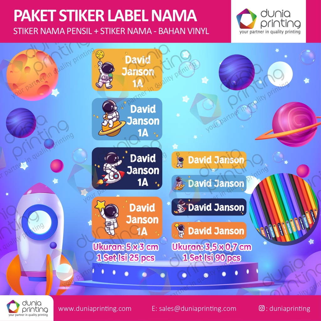 Jual Stiker label nama + pensil anti air | Shopee Indonesia