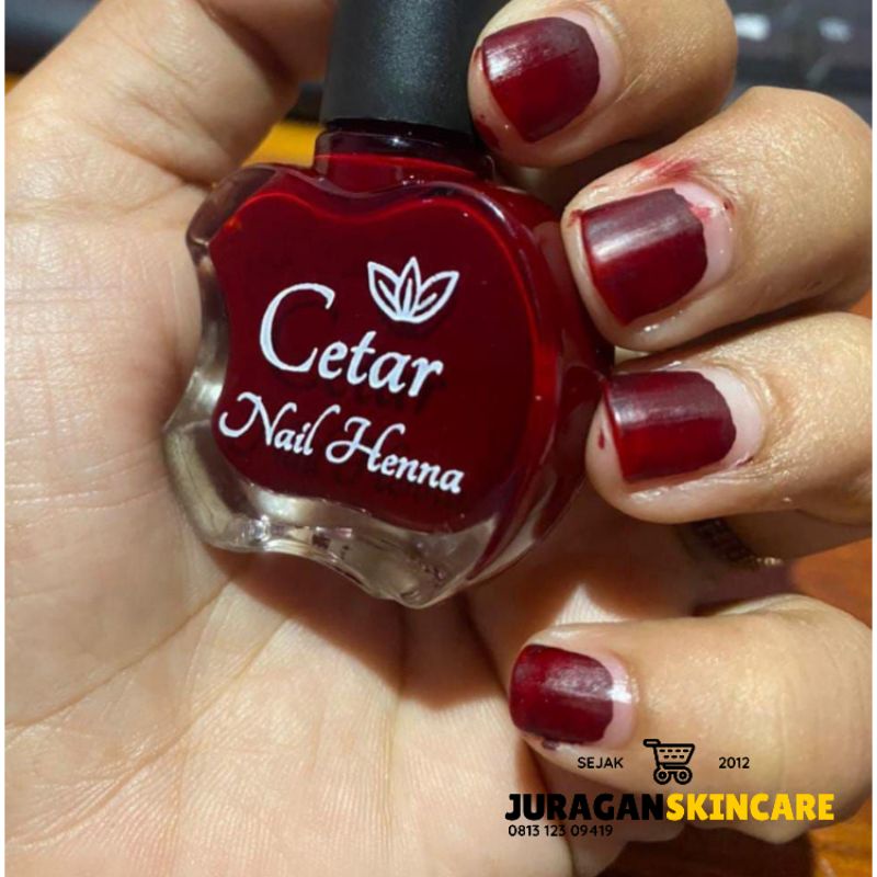 Jual Cetar Nail Henna Maroon Halal Kemasan 10 mL Kutek Muslimah Botol ...