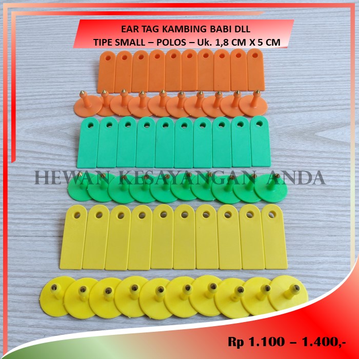 Jual ear tag small kambing domba polos tanpa nomor ukuran 1,8 x 5 cm ...