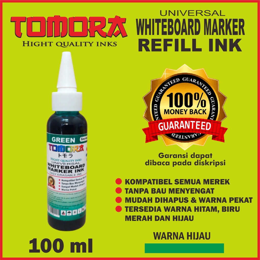 Jual Tinta Refill Spidol Whiteboard Tomora 100 ml Hijau (Mudah dihapus ...