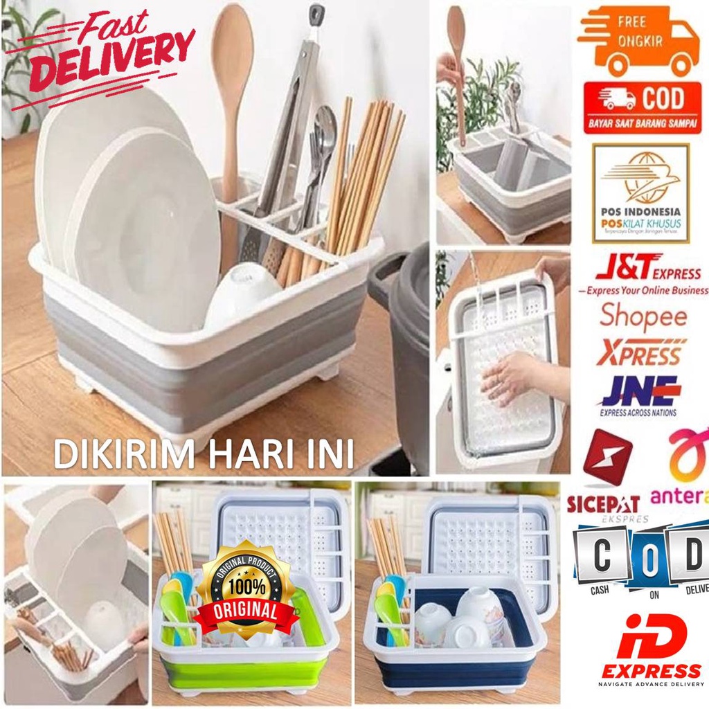 Jual COD-PROMO Rak Piring Lipat Pengering Peniris Portable Dish Rack ...