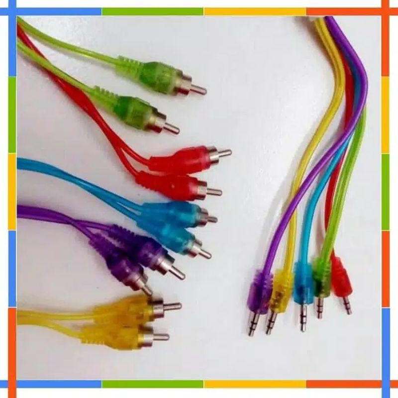 Jual Kabel Jack audio aux 2 in 1 male to RCA audio 2 ke 1 speaker aktif ukuran colokan 3.5mm ...