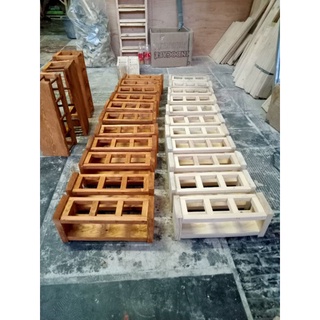 Jual Rak Botol Minyak Goreng Rak Kayu Susun Botol Kaca 500ml Lubang ...