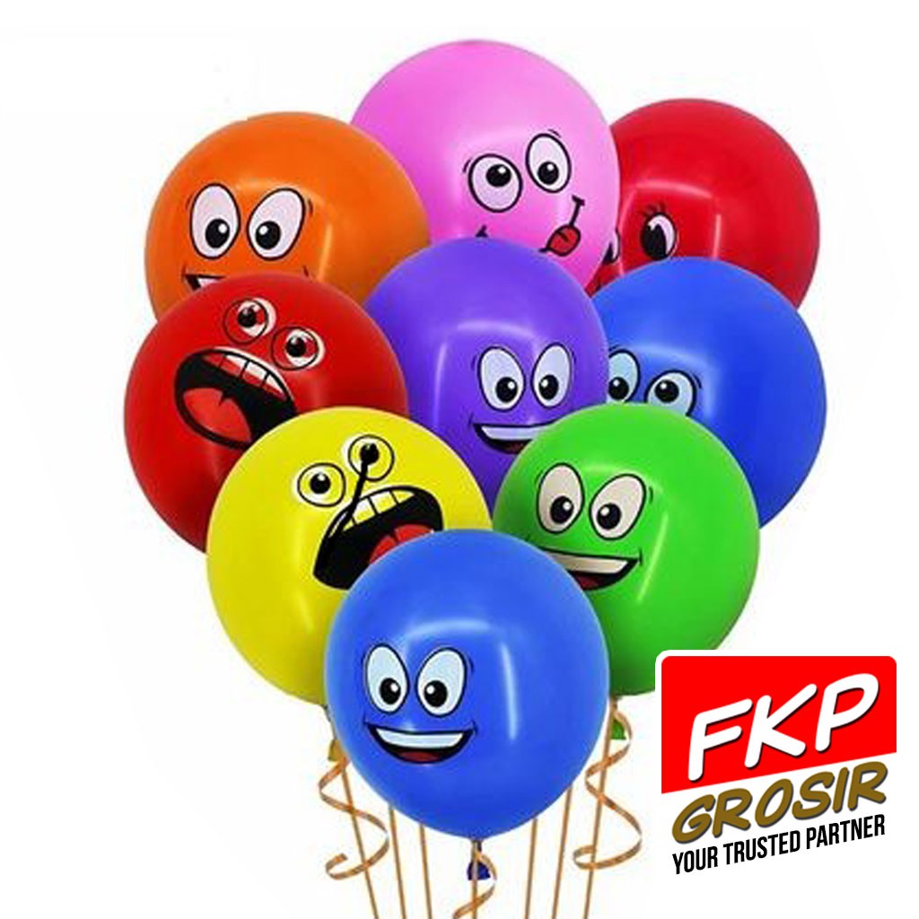 Jual Grosir per 100pcs - BALON LATEX MIX EMOTICON - BALON KARET EMOT ...