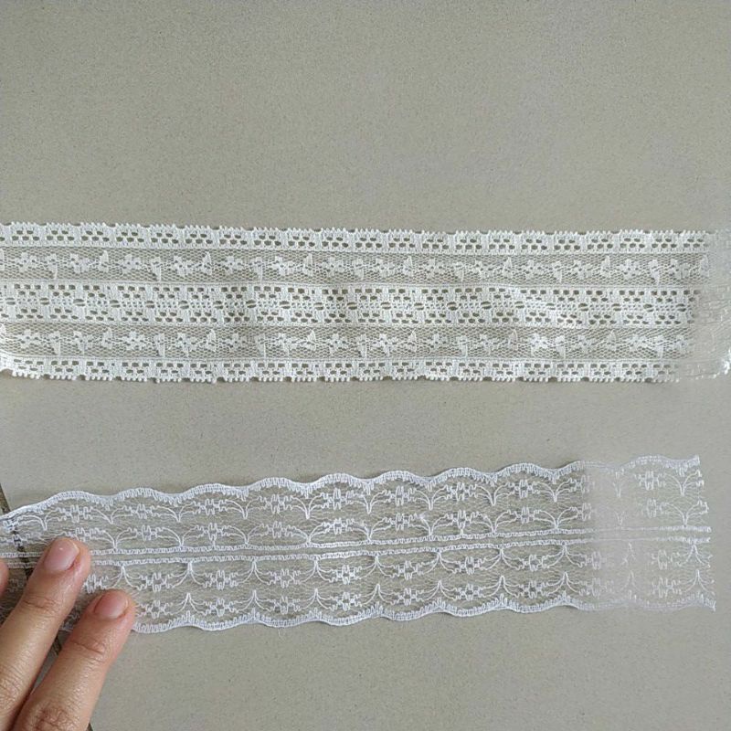 Jual Renda air 4.5 cm - 5 cm 0.5 meteran warna putih Dan putih tulang ...