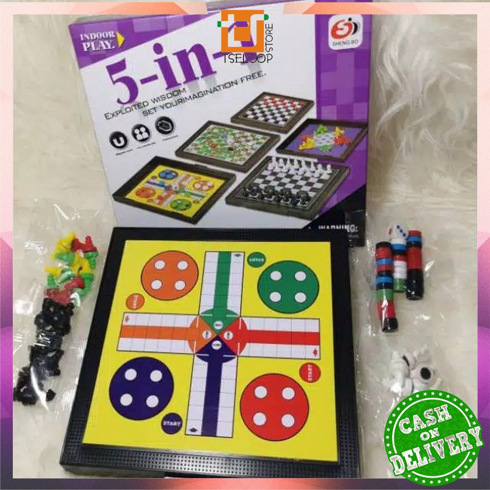 Jual OFM-M59 Magnetic Board Games 5in1 Permainan Papan Catur Magnet ...