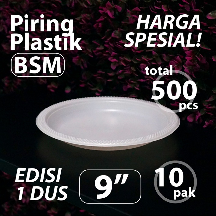 Jual Paket 1 Dus - Piring Plastik BSM 9 Inci - Piring Pesta Sekali ...