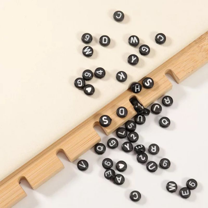 Jual [Pilih Huruf] Abjad BULAT HITAM tulisan PUTIH alphabet alfabet ...