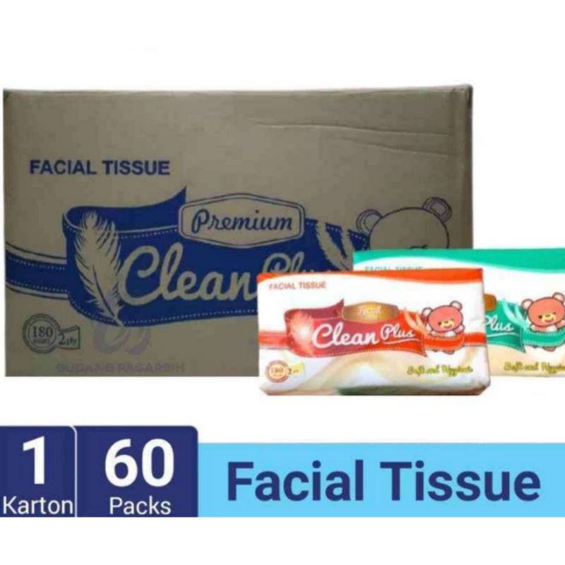 Jual Tissue Clean Plus 180 sheet 2 ply 1 dus isi 60 pack | Shopee Indonesia