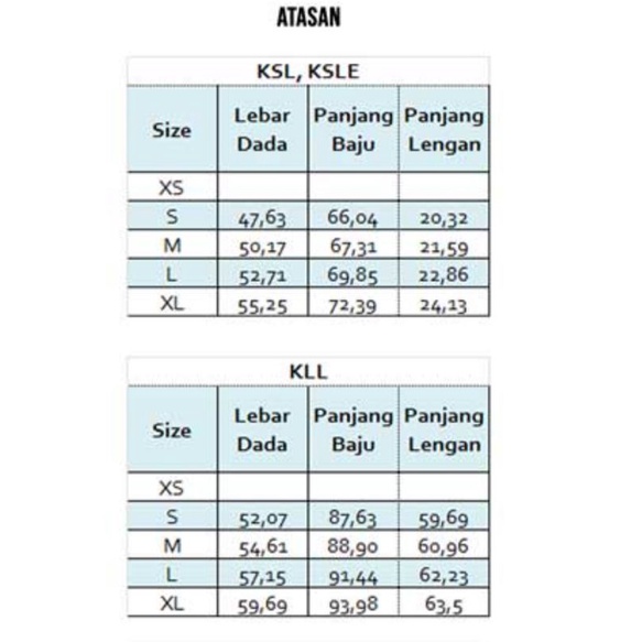Jual Panduan Ukuran (Size Chart) Lois Atasan Indonesia|Shopee Indonesia
