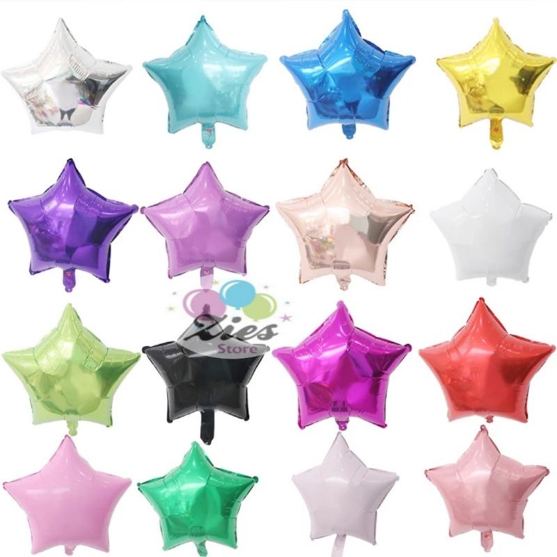 Jual balon foil bintang / balon foil star 40cm per pack isi 50pcs ...